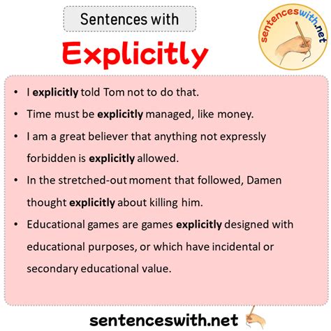 Sentences With Explicitly Sentences About Explicitly Sentenceswithnet