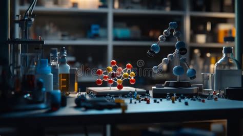 A Captivating Laboratory Scene With Vivid Molecular Structures On Display This Image Embodies