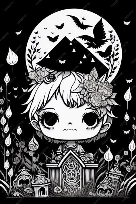 카와이 컬러링 페이지 애니메이션 컬러링 페이지 프리미엄 벡터