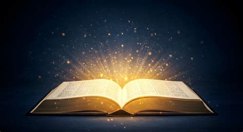 Magical Open Book Glowing with Enchanting Light, Mysterious and ...