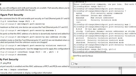 Packet Tracer 11 1 10 Implement Port Security Youtube
