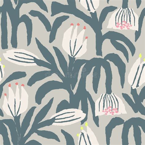 Vector Flower And Leaf Illustration Seamless Repeat Pattern Digital