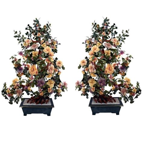 1950s pair of serpentine and onix bonsai trees for sale at 1stdibs