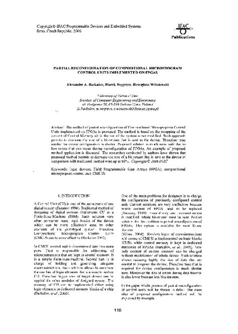 Pdf Partial Reconfiguration Of Compositional Microprogram Control Units Implemented On Fpgas
