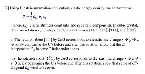 Solved Using Einstein Summation Convention Elastic Chegg
