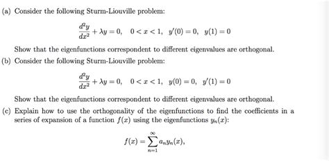 Solved A Consider The Following Sturm Liouville Problem D2