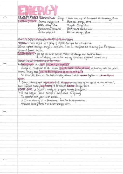 GCSE Physics Energy Stores And Systems