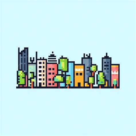 Premium Vector City Icon Pixelart Retro Vintage Aesthetic Pixelated Style 8 Bit Old Game