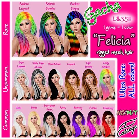 Second Life Marketplace Catseye Gacha Hair Felicia Rainbow Leopard