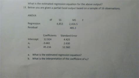 Solved What Is The Estimated Regression Equation For The Chegg
