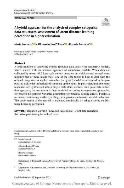 Pdf A Hybrid Approach For The Analysis Of Complex Categorical Data Structures Assessment Of