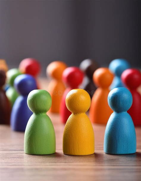 Colorful Wooden Abstract People Figures Close Up Community Beauty Of