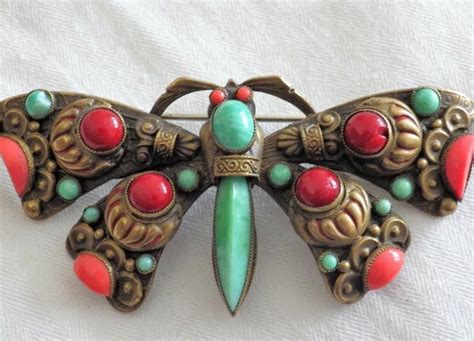 Броши Чехословакии Vintage Costume Jewelry Art Deco Jewelry Czech