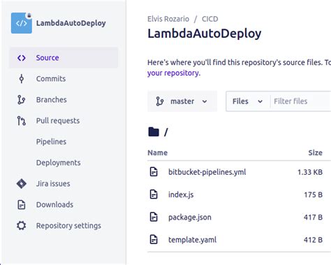 continuous deployment of an aws lambda function using bitbucket