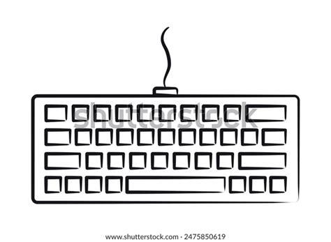 Sketch Keyboard Buttons Wire Pencil Drawn Computer Stock Vector Royalty Free