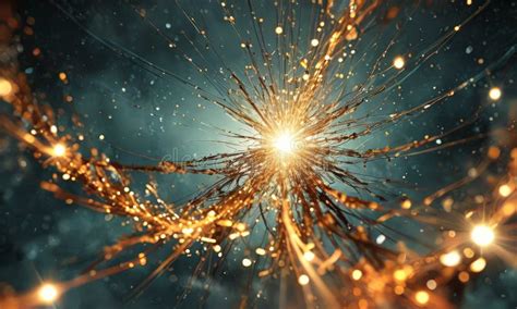 Vibrant Explosion Orange And Yellow Particles Radiates From Central Point Creating Dynamic And