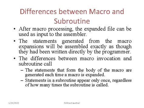 Macro And Macro Processor 1242022 Nikita Chaudhari Introduction
