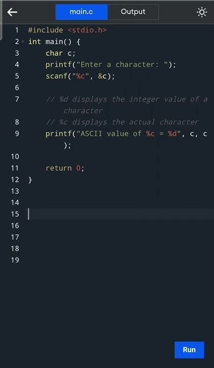 C 5program To Print Ascii Value Shorts Youtube
