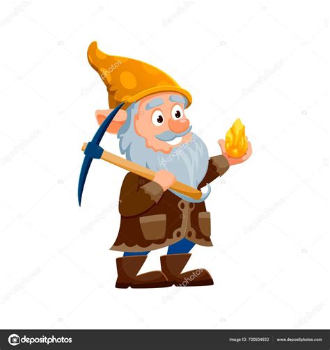 Cartoon Gnome Dwarf Miner Character Triumphantly Holding Gleaming Gold