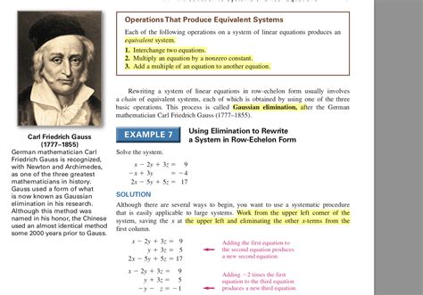 Why Does Adding A Multiple Of An Equation To Another Equation In Linear Algebra Result In Row