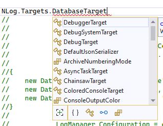 Nlog Targets DatabaseTarget Does Not Exist Anymore Issue 5082