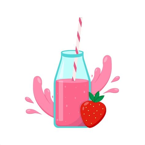 Premium Vector Strawberry Smoothie Fresh Strawberry Juice Strawberry