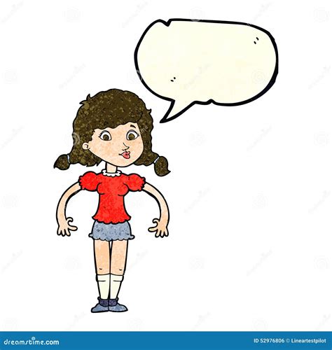 Ragazza Graziosa Del Fumetto Con Il Fumetto Illustrazione Di Stock