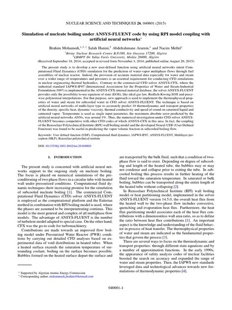 Simulation Of Nucleate Boiling Under Ansys Fluent Code By Using Rpi