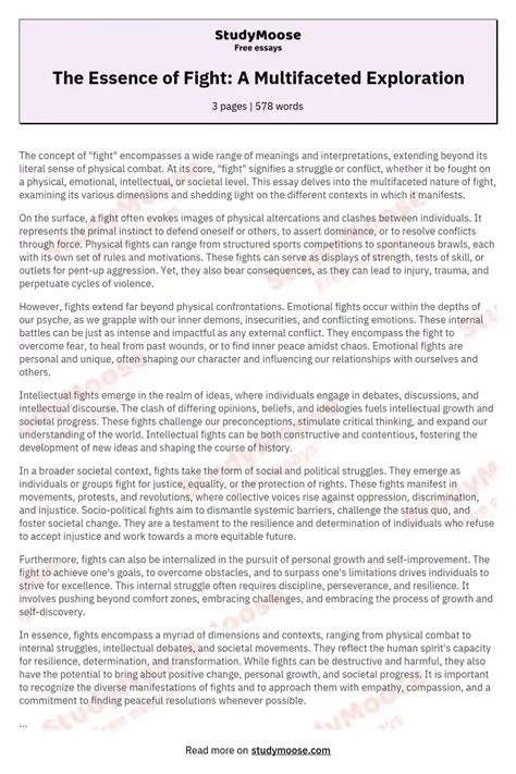 The Essence Of Fight A Multifaceted Exploration Free Essay Example