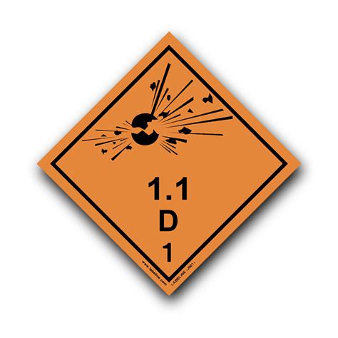 Class 1 Explosive 11d Hazard Warning Placard Dg Placards Labeline