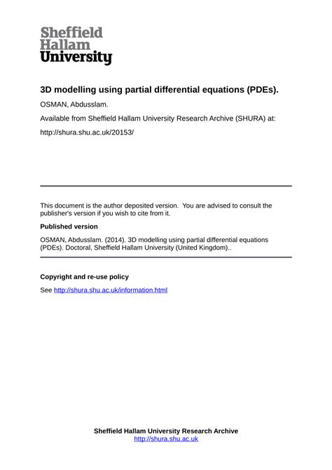 Pdf 3d Modelling Using Partial Differential Equations Pdes
