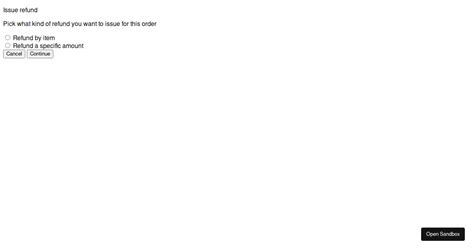 Refund Option Codesandbox