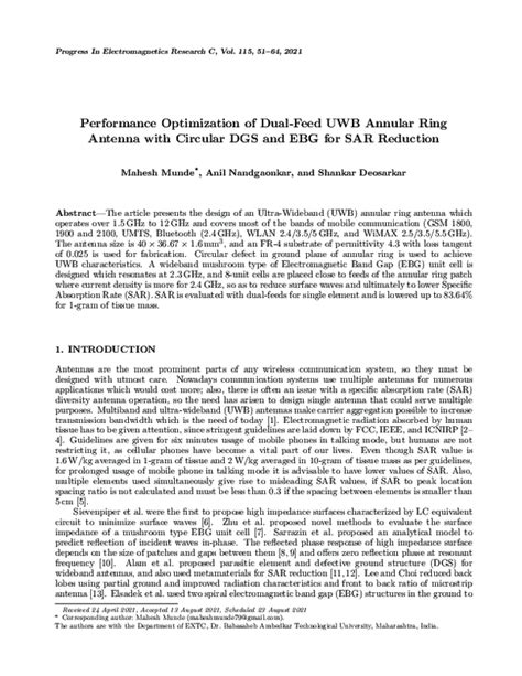 Pdf Performance Optimization Of Dual Feed Uwb Annular Ring Antenna