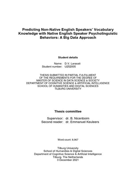 Data Science Master Thesis Dv Larasati Pdf Second Language