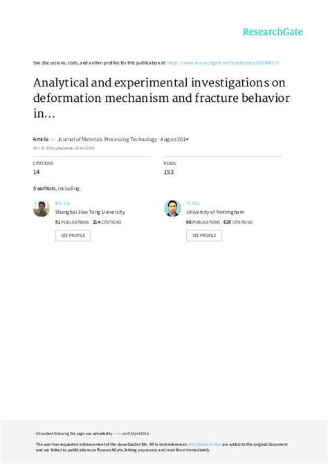 Pdf Analytical And Experimental Investigations Of The Effects Of A Negative Side Cutting Edge
