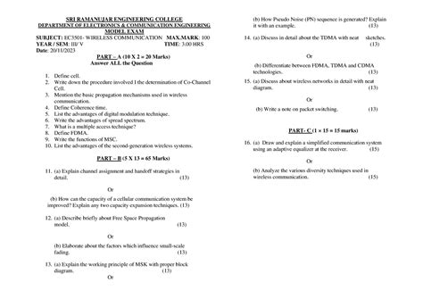 Wc Qp Sri Ramanujar Engineering College Department Of Electronics