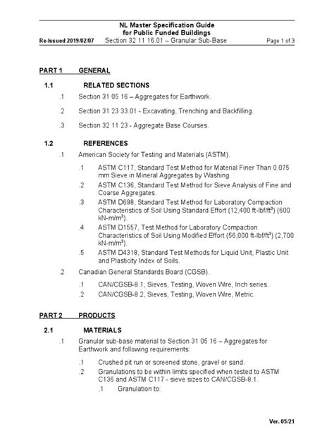 Section 32 11 16 01 Granular Sub Base Pdf Gravel Construction Aggregate