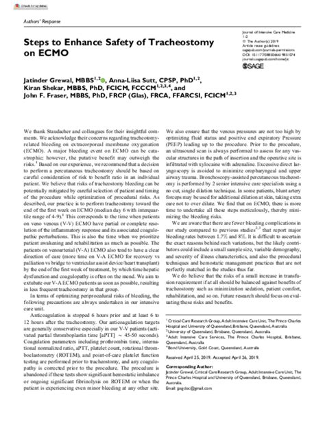 Pdf Steps To Enhance Safety Of Tracheostomy On Ecmo