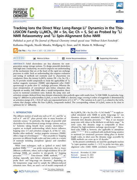 Pdf Tracking Ions The Direct Way Long Range Li Dynamics In The