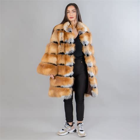 Red Fox Fur Coat With Rabbit Fur Details Greek Manufacturing Efurs