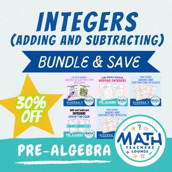 Integers Activity Bundle Adding And Subtracting By Math Teachers Lounge