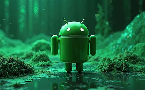 Download Android 3d Logo Green Hi Tech Background Android Green Robot