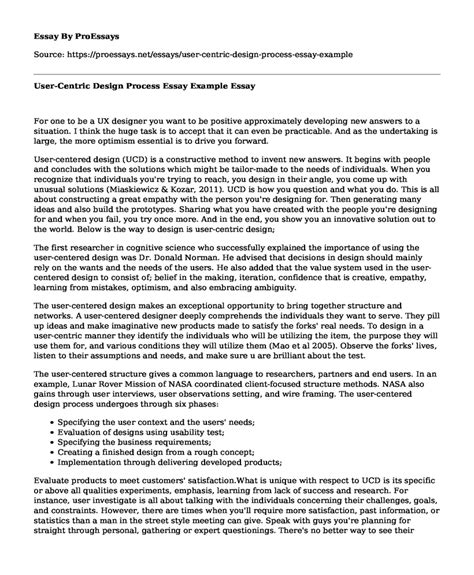 📌 User Centric Design Process Essay Example Free Essay Term Paper