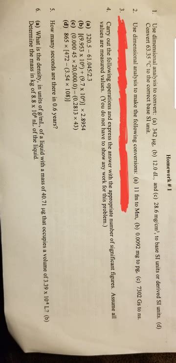 Solved Homework 1 1 Use Dimensional Analysis To Convert
