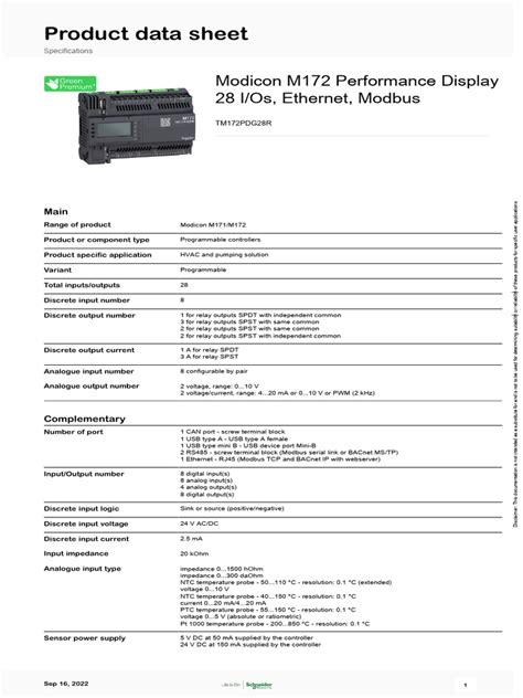modicon m171 m172 tm172pdg28r pdf programmable logic controller relay