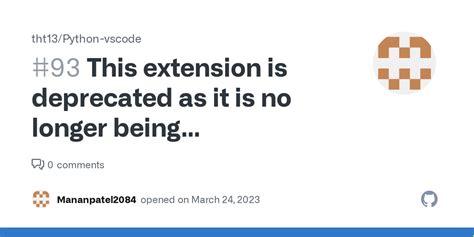 This Extension Is Deprecated As It Is No Longer Being Maintained Issue Tht Python