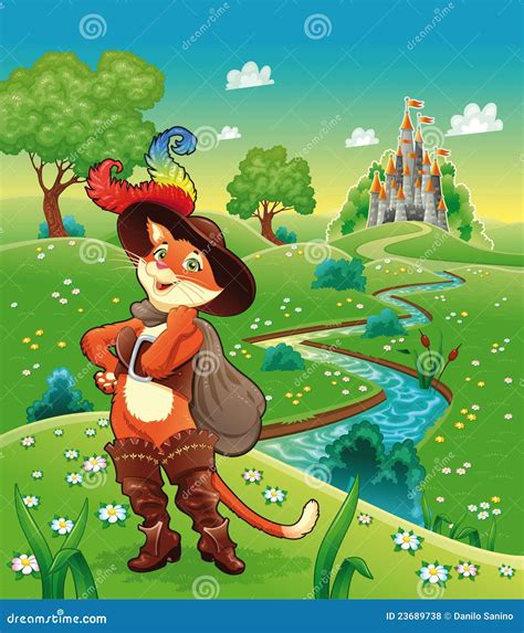 Puss In Boots And Background Stock Vector Illustration Of Castle