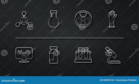 Set Line Molecule Chemical Formula For H2o Medical Rubber Gloves
