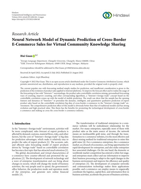 Pdf Neural Network Model Of Dynamic Prediction Of Cross Border E Commerce Sales For Virtual