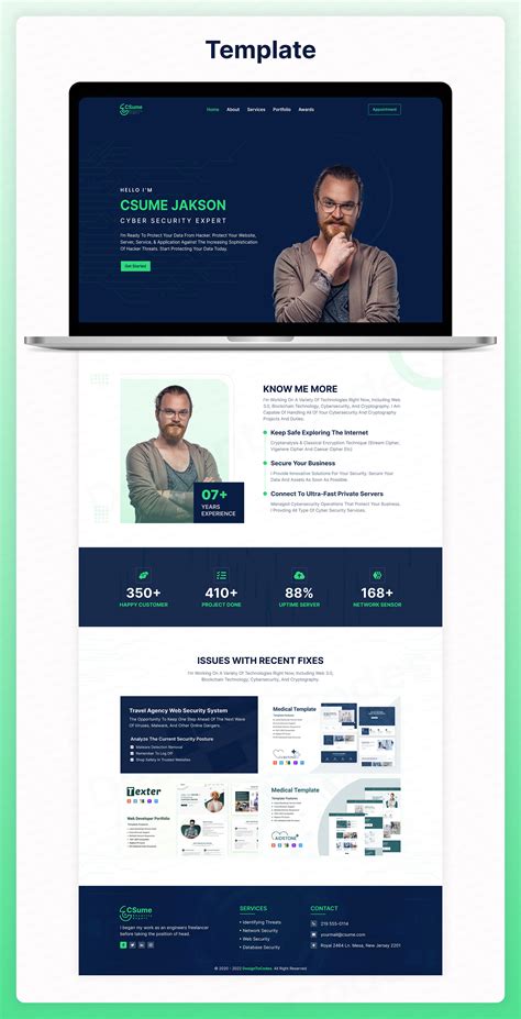 CSUME Free Figma Portfolio Template For Cybersecurity Experts DesignToCodes